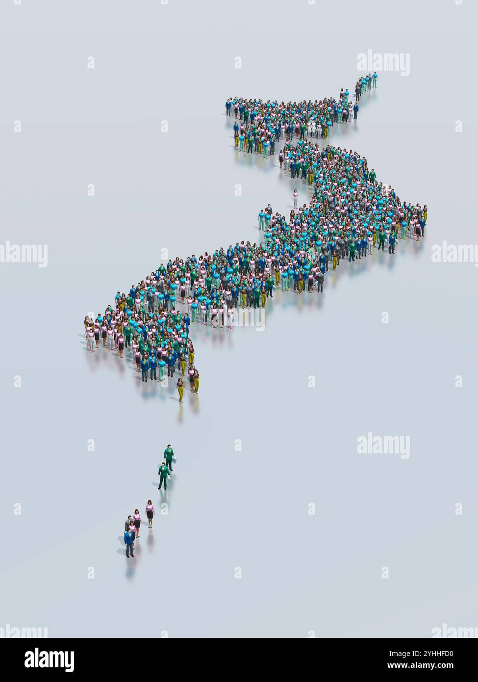 Map of Japan formed by crowds Stock Photo - Alamy