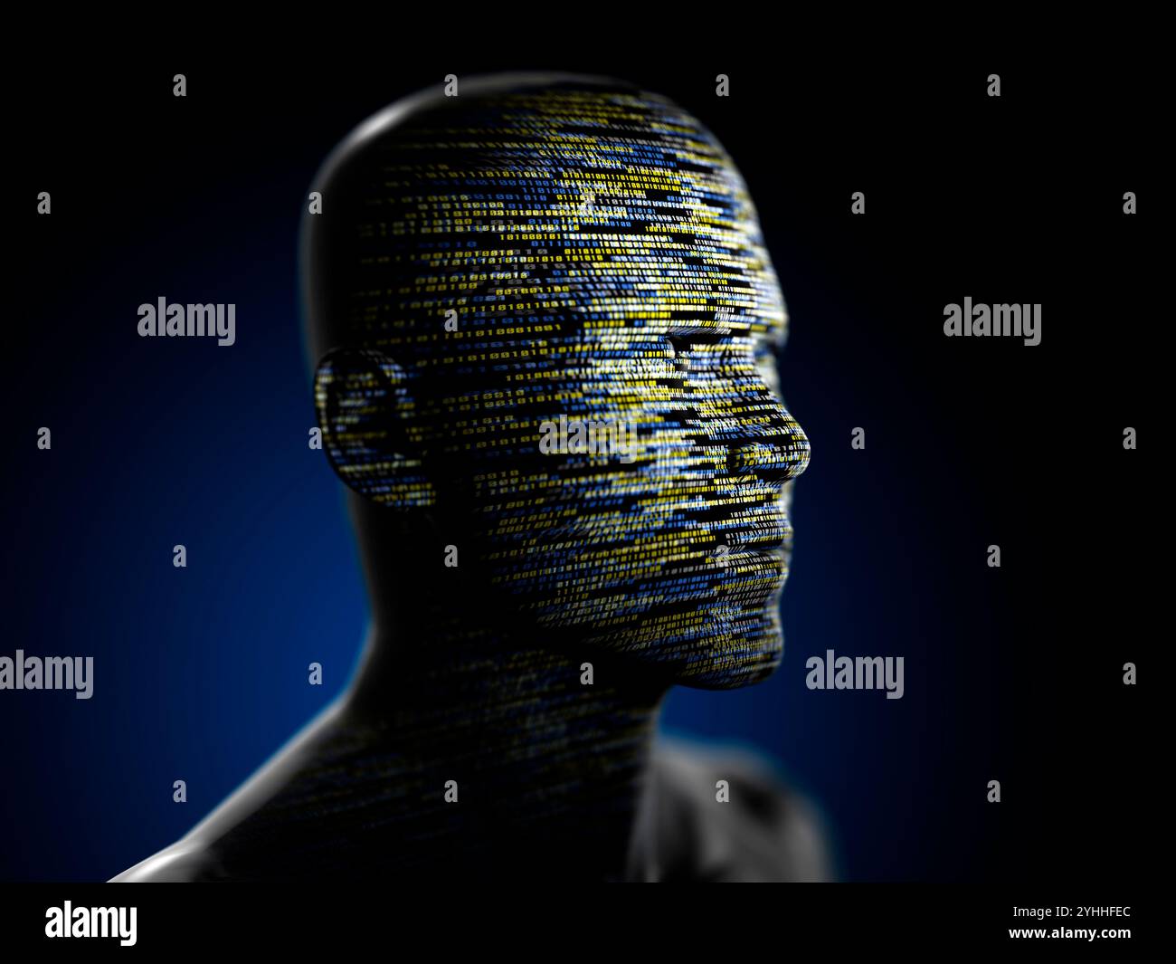 Digital numbers projected on male face Stock Photo - Alamy
