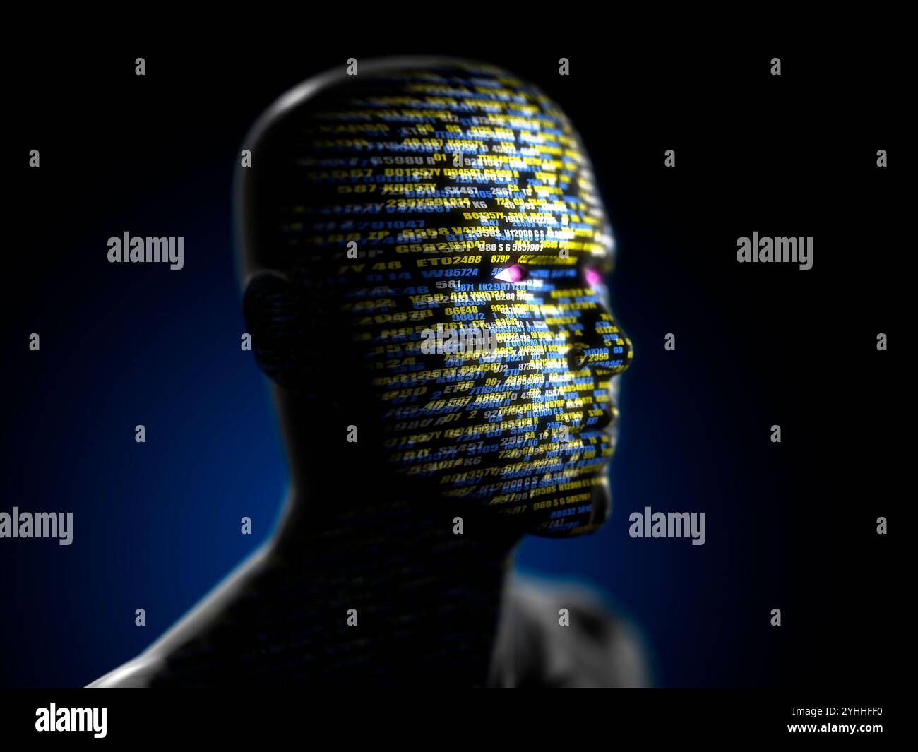 Cryptographic numbers projected on male face Stock Photo - Alamy