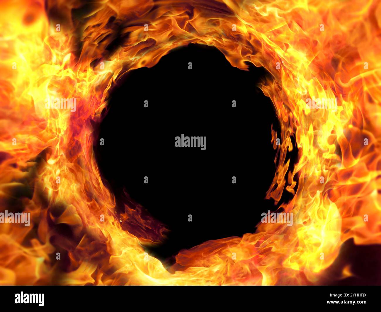 Flames surrounding a circle Stock Photo - Alamy