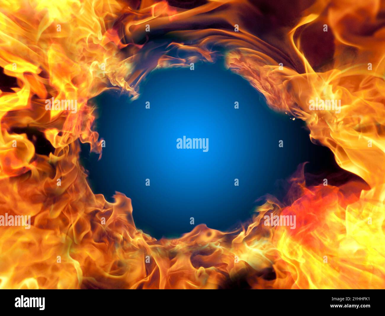 Flames surrounding a circle Stock Photo - Alamy