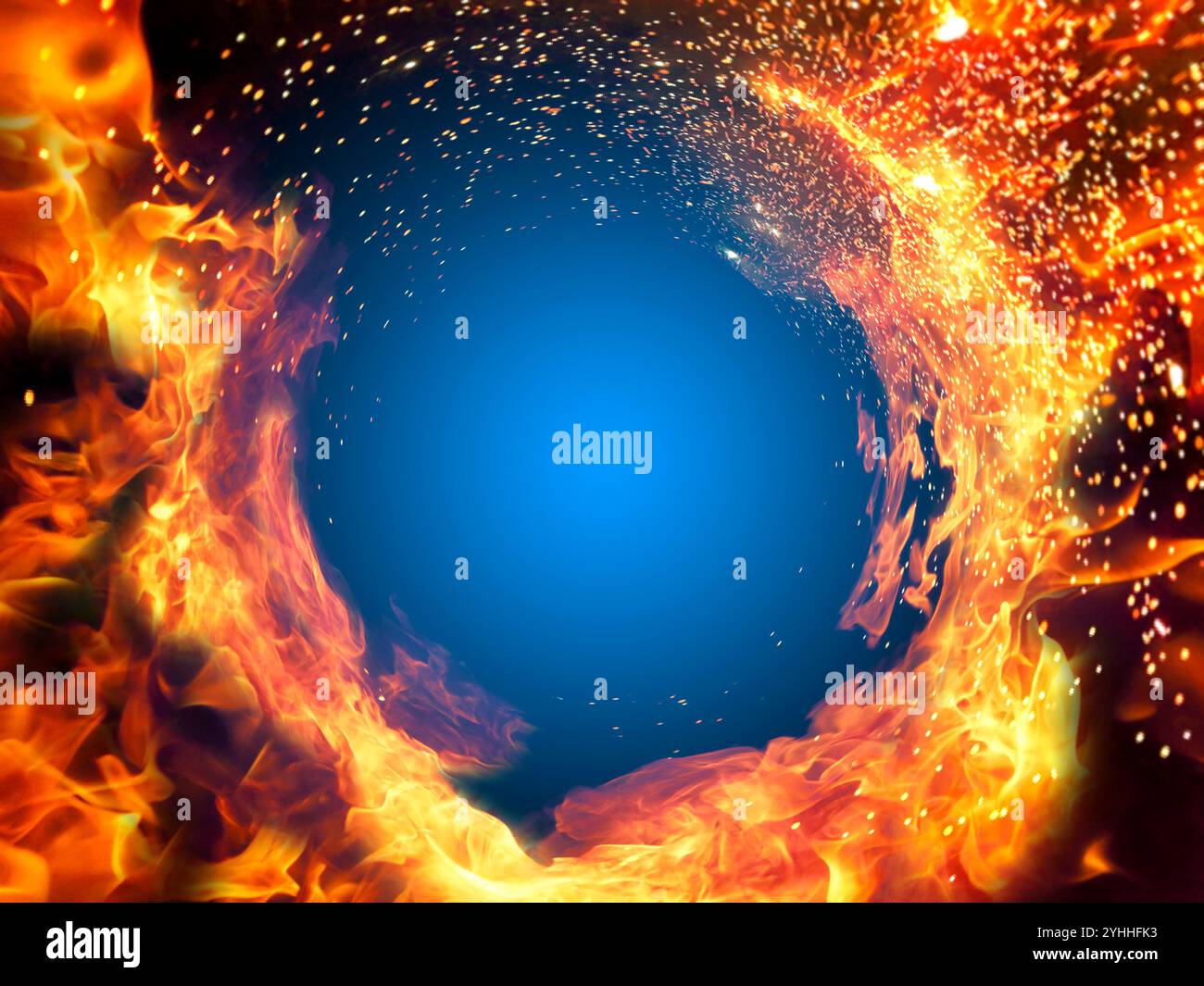 Flames surrounding a circle Stock Photo - Alamy