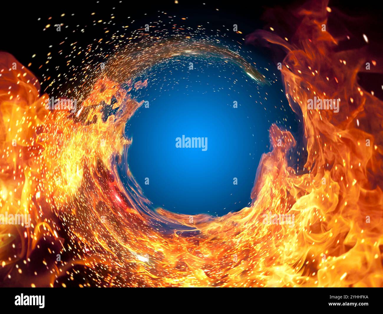 Flames surrounding a circle Stock Photo - Alamy