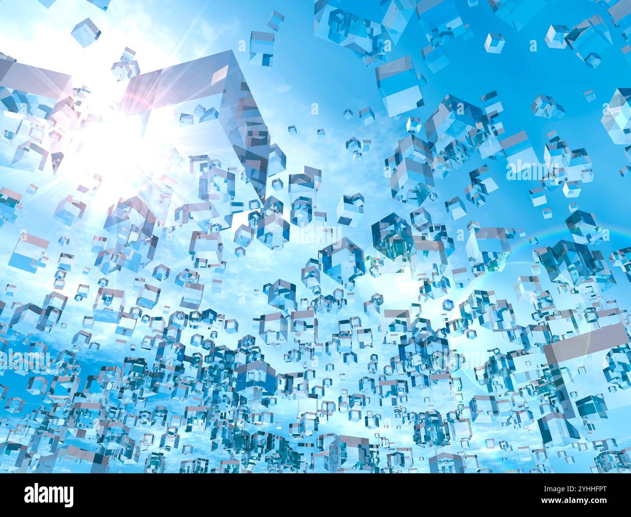 Large number of floating transparent cubes Stock Photo - Alamy