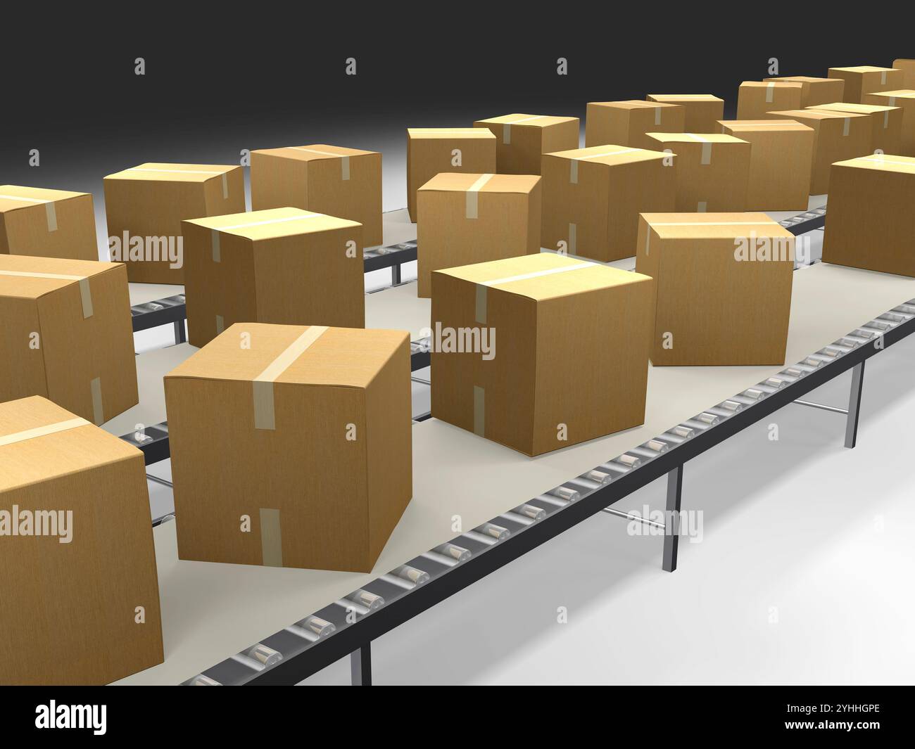 Shipping container sorting cardboard boxes Stock Photo - Alamy