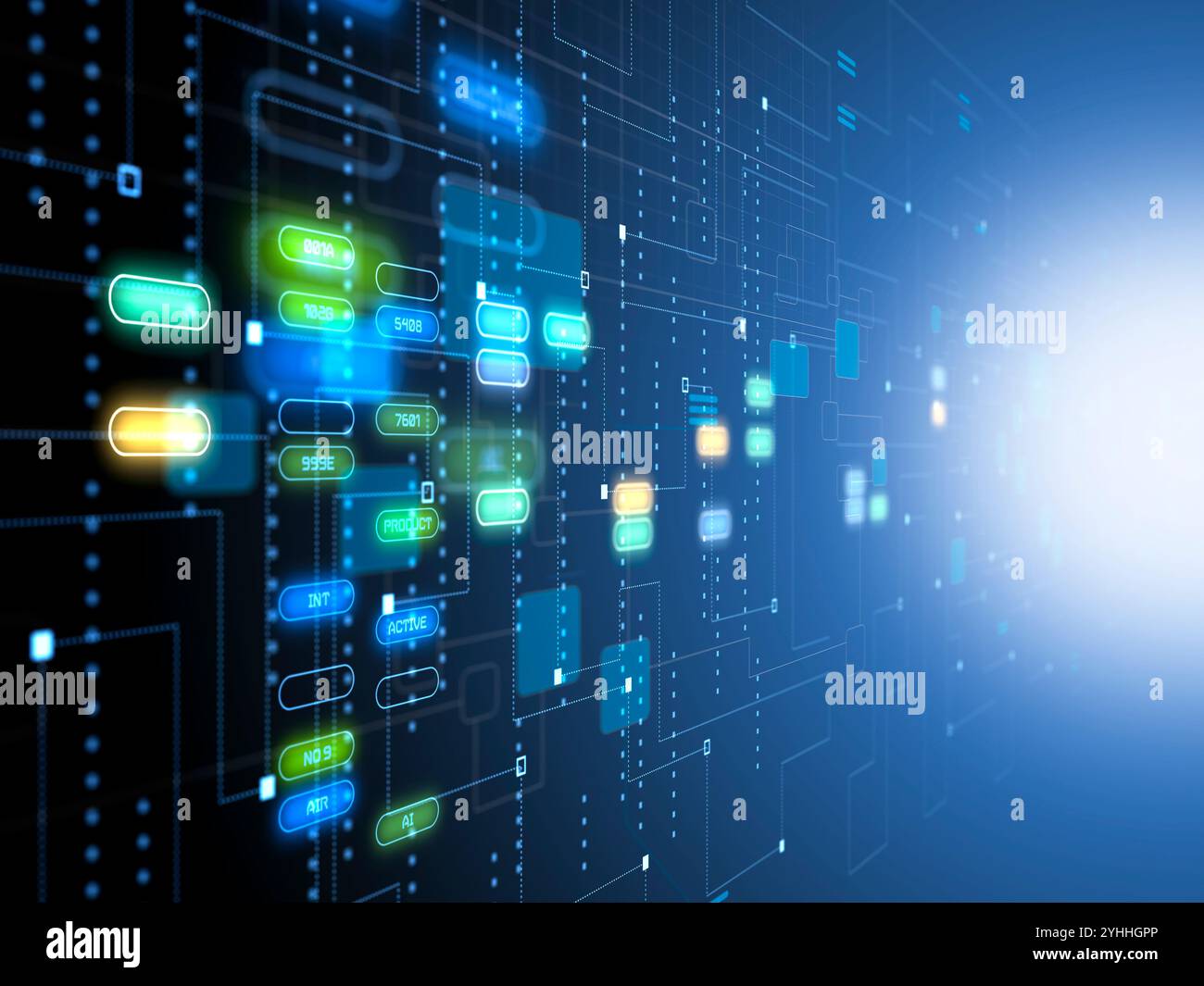 Beam rays on a circuit shape Stock Photo - Alamy