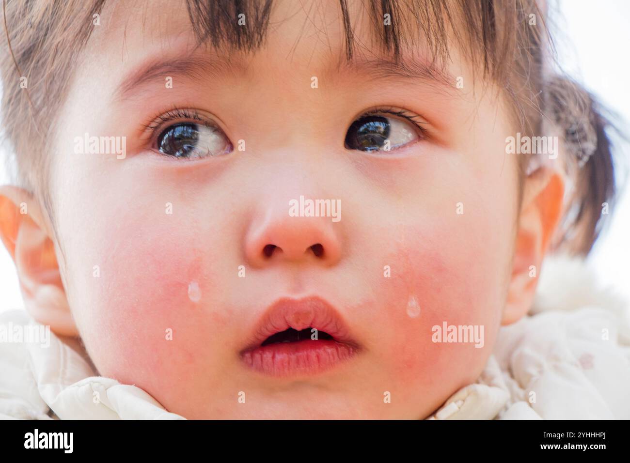 Girl with tears streaming down her cheeks Stock Photo - Alamy