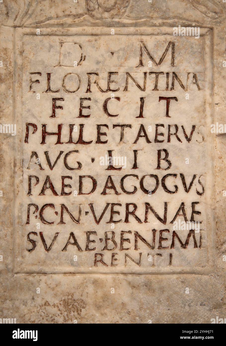 A funerary stele of the slave Florentina which was dedicated by ...