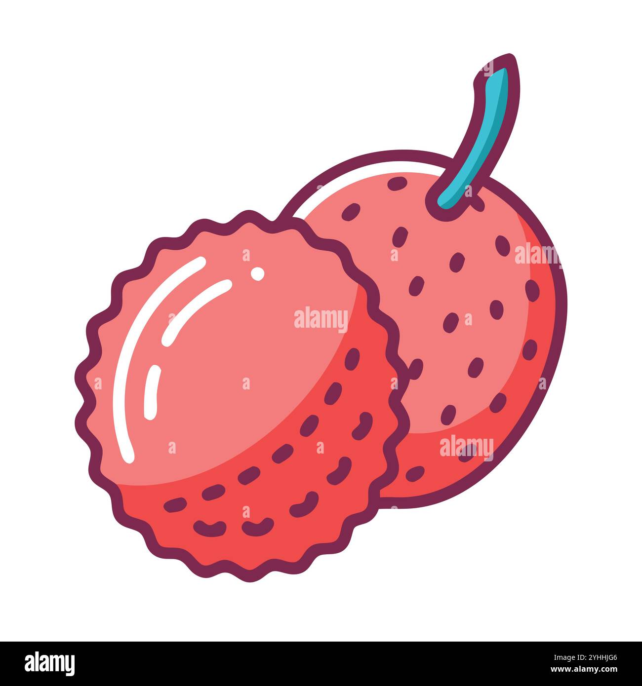 simple vector illustration of a lychee, in a simple and clean style ...
