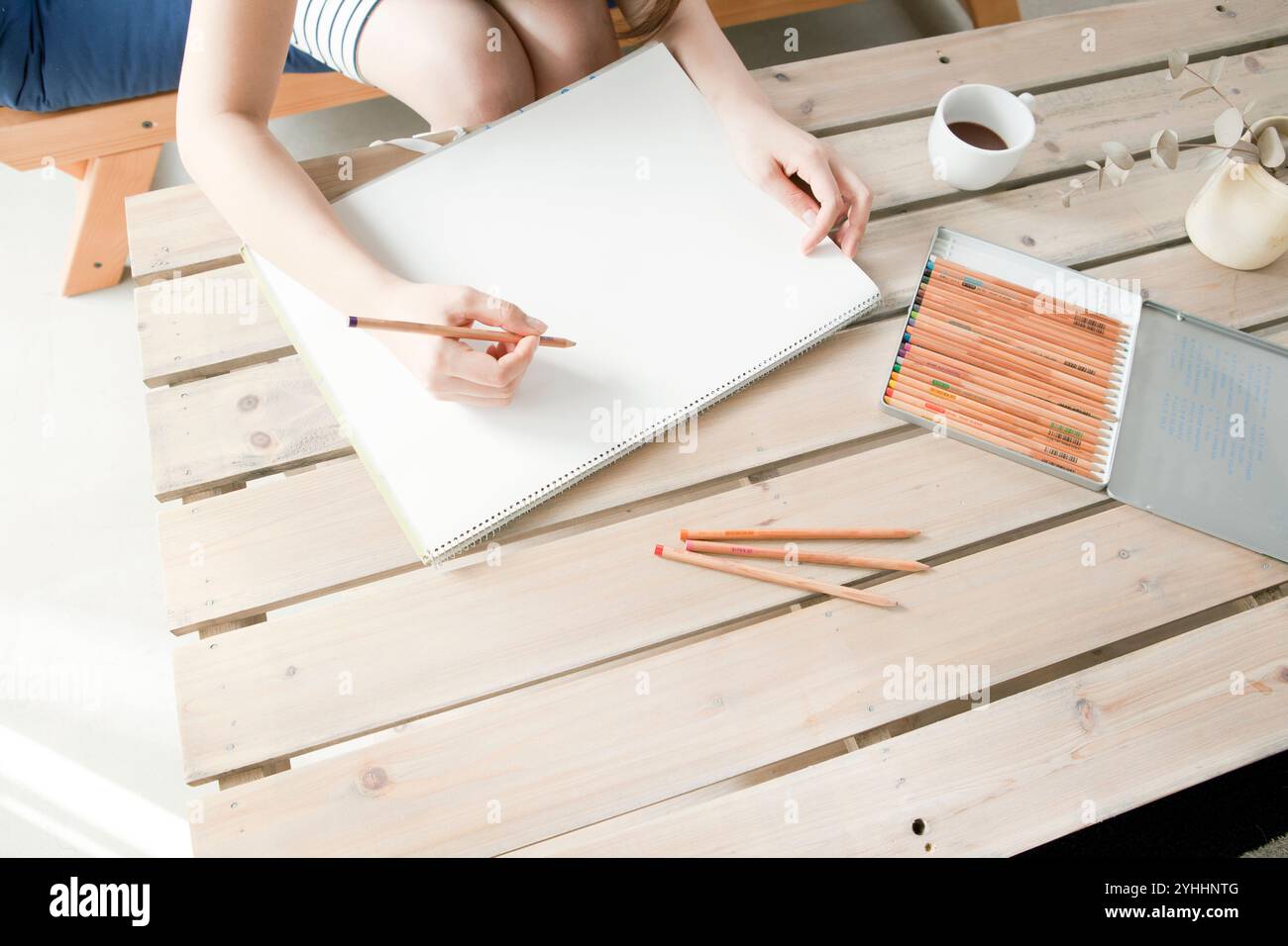 Scene of painting at table Stock Photo - Alamy