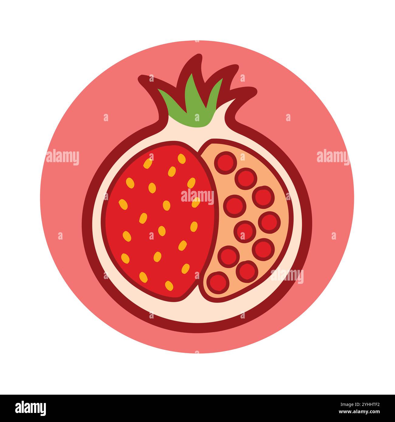 simple vector illustration of a pomegranate, in a simple and clean ...