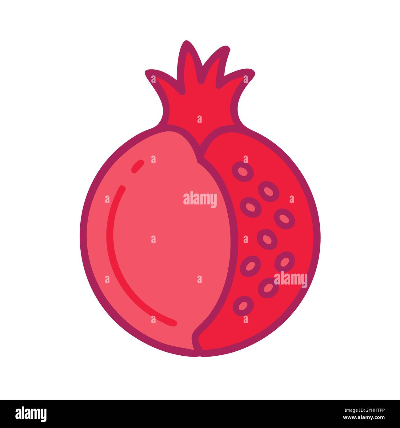 simple vector illustration of a pomegranate, in a simple and clean ...