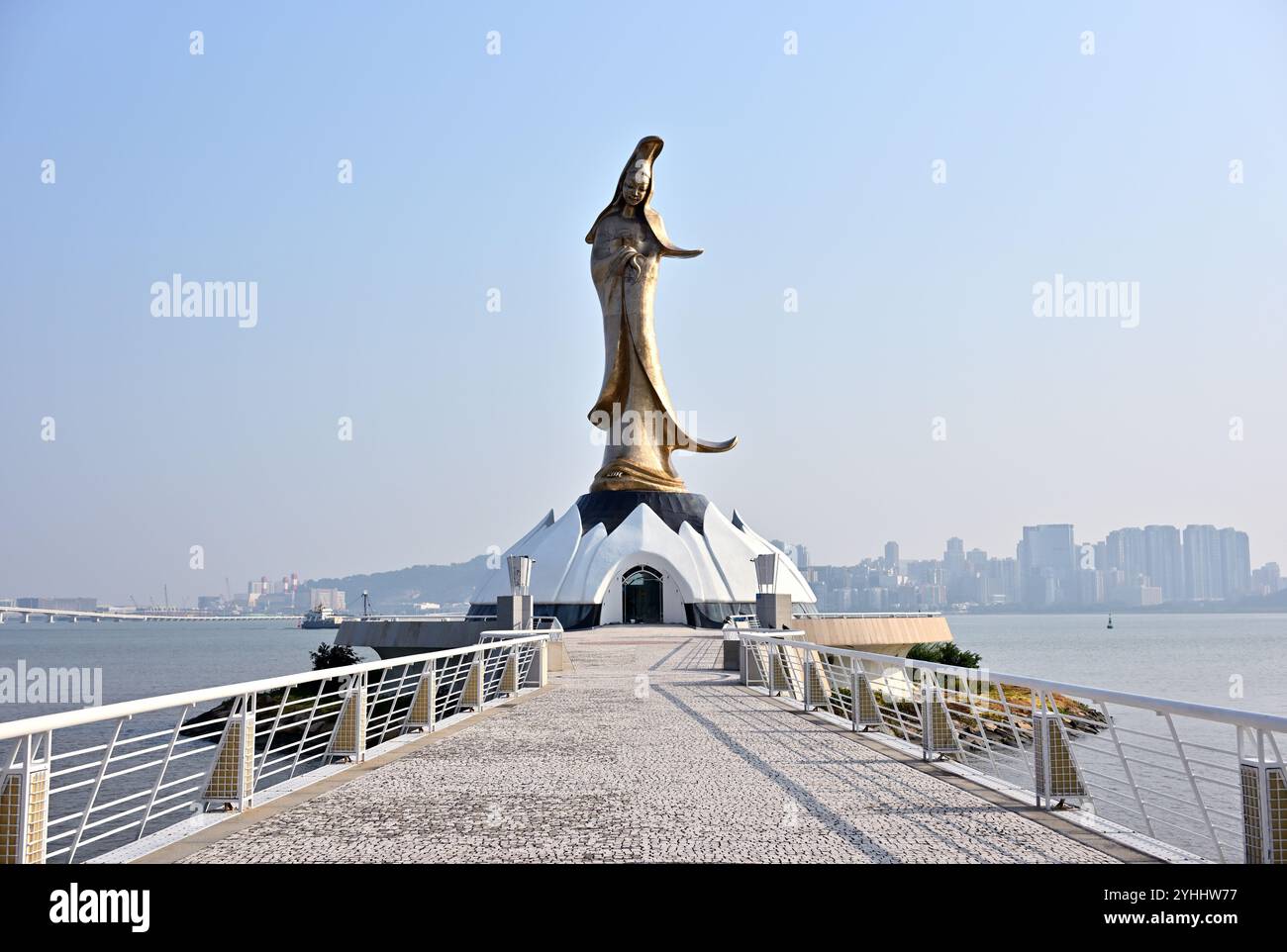 Kun Iam Statue - Macau. Statue of Guanyin on a lotus flower Stock Photo ...
