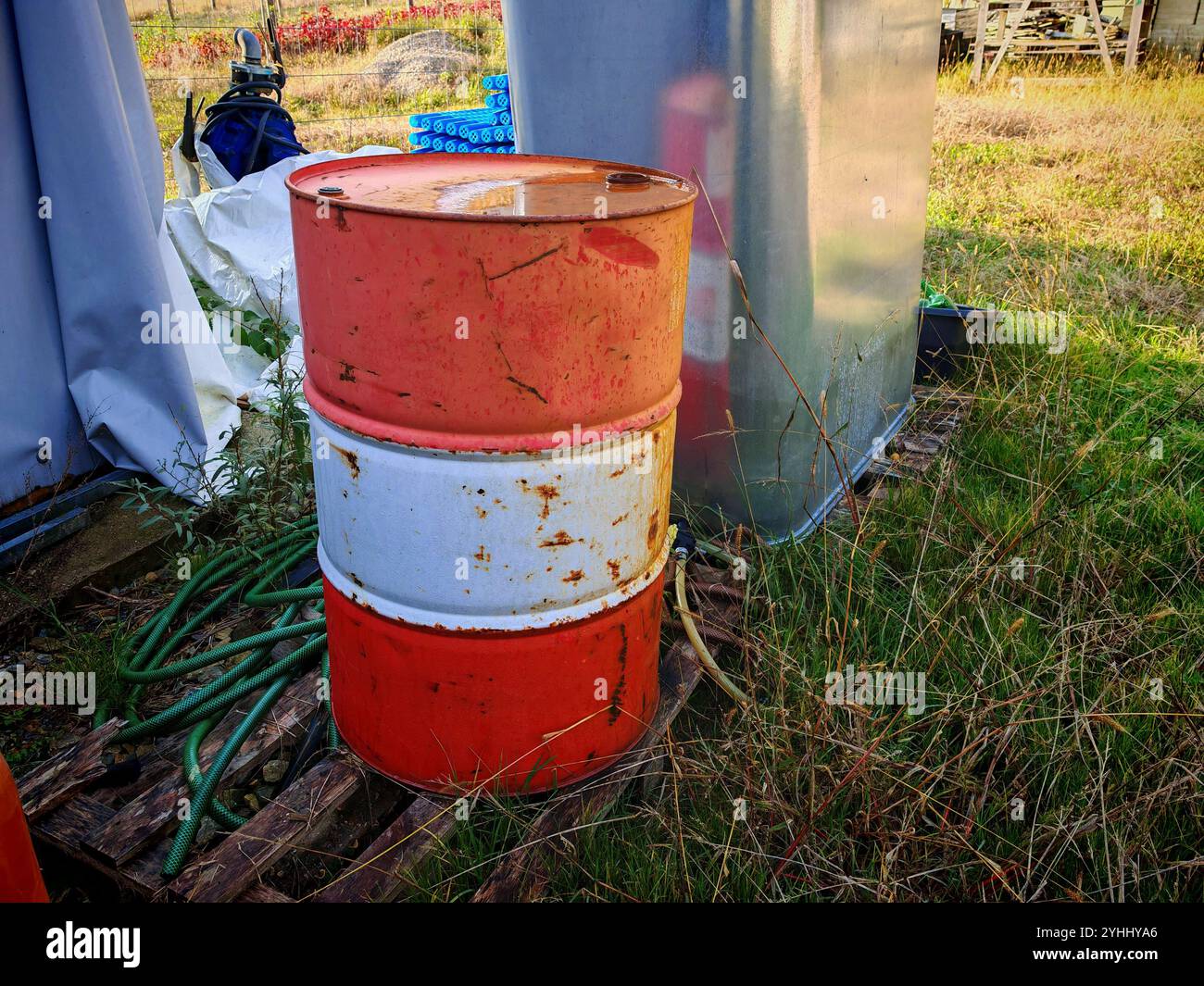 barrel used in the chemical industry filled with chemical and hazardous ...