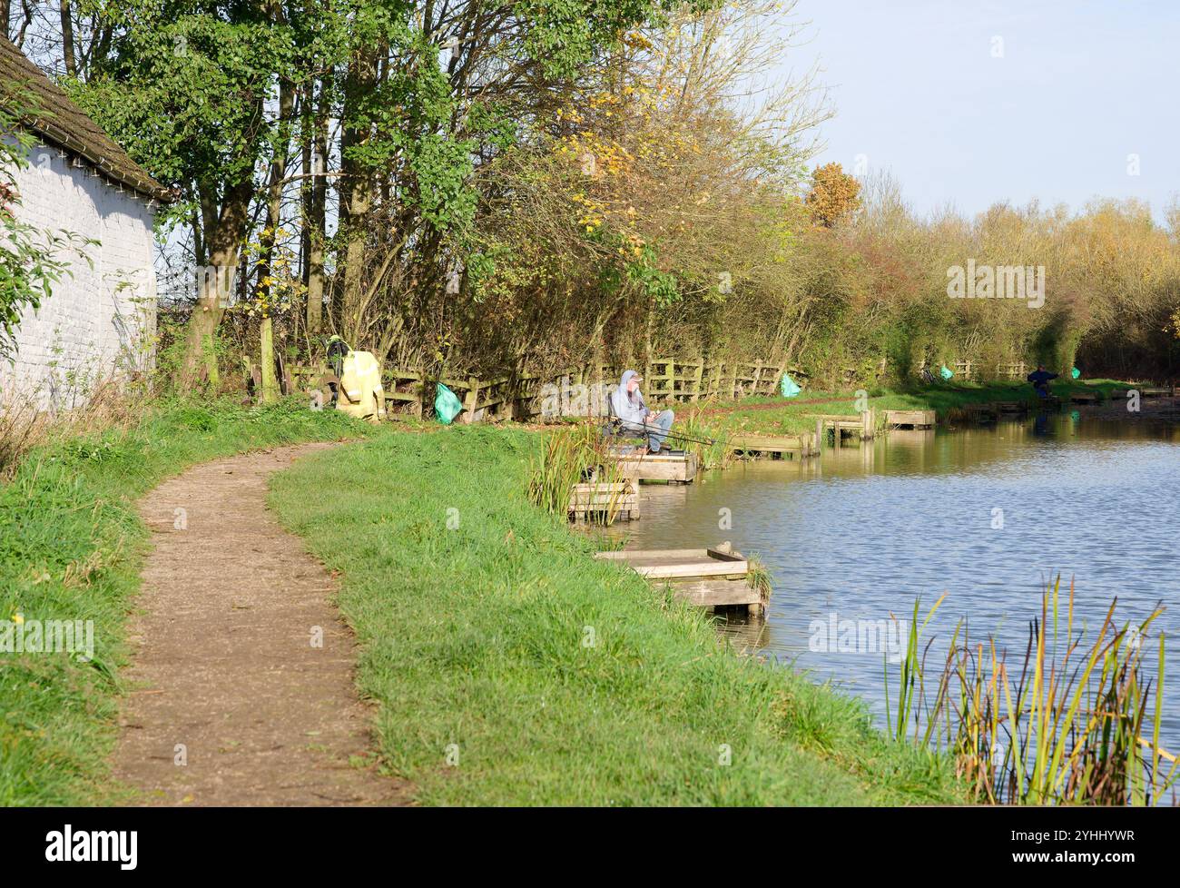 Solitary angler on a canal bank near Cossall, UK Stock Photo - Alamy