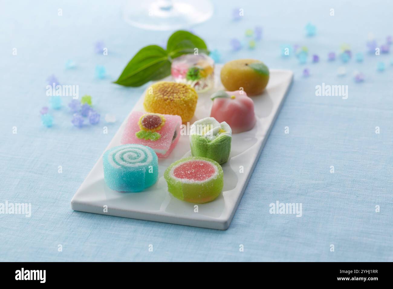 Pastel-coloured Japanese sweets and kompeito Stock Photo - Alamy