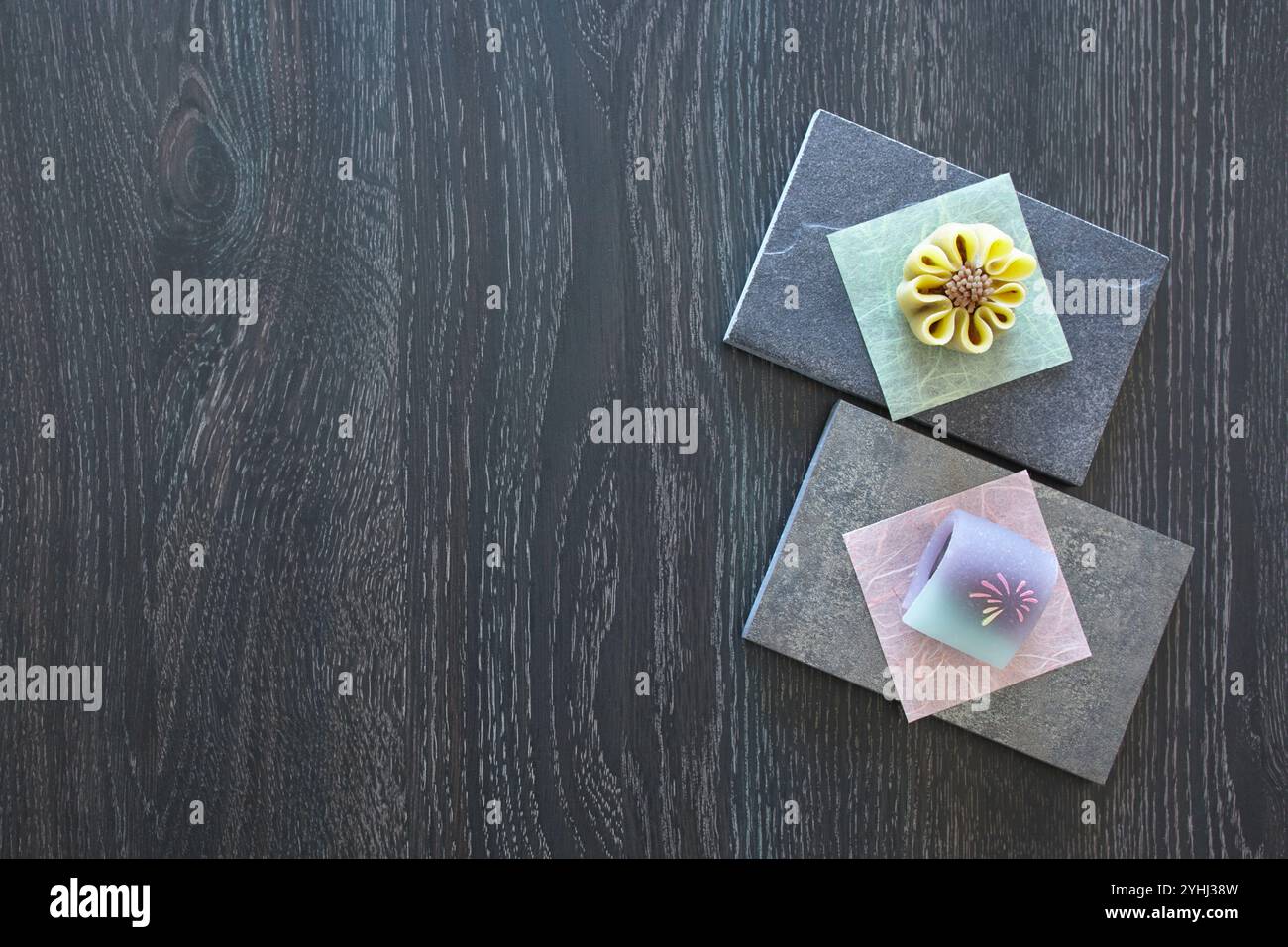 Japanese sweets on a square dish Stock Photo - Alamy