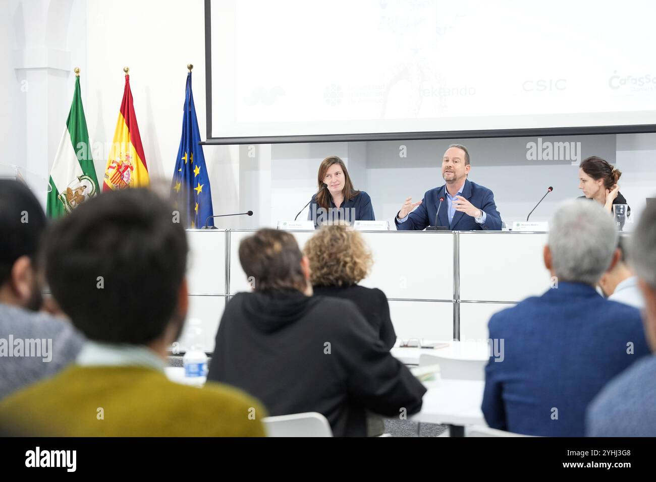 (L-R) The representative of the Daniel and Nina Carasso Foundation ...