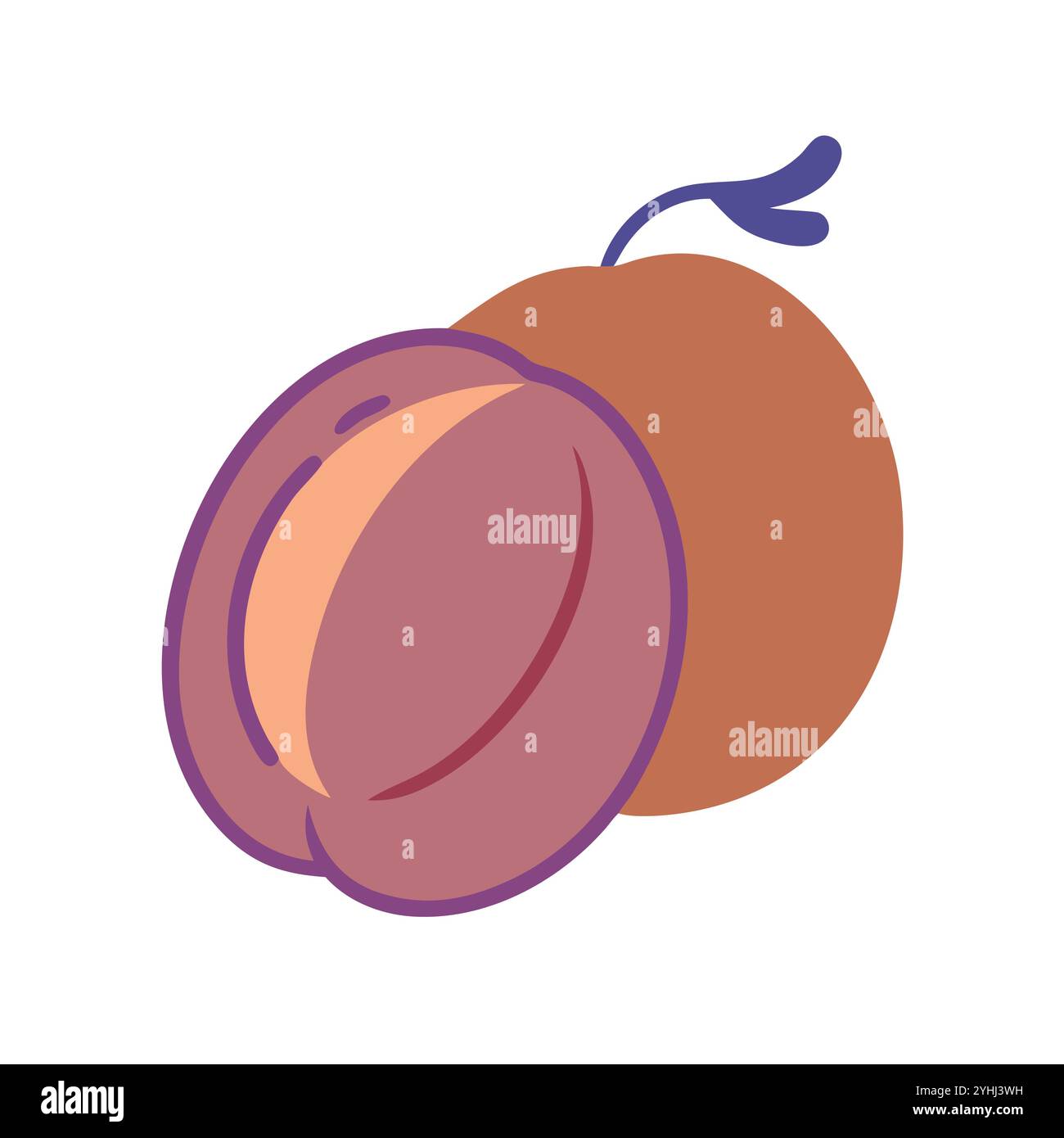 simple vector illustration of a plum, in a simple and clean style ...