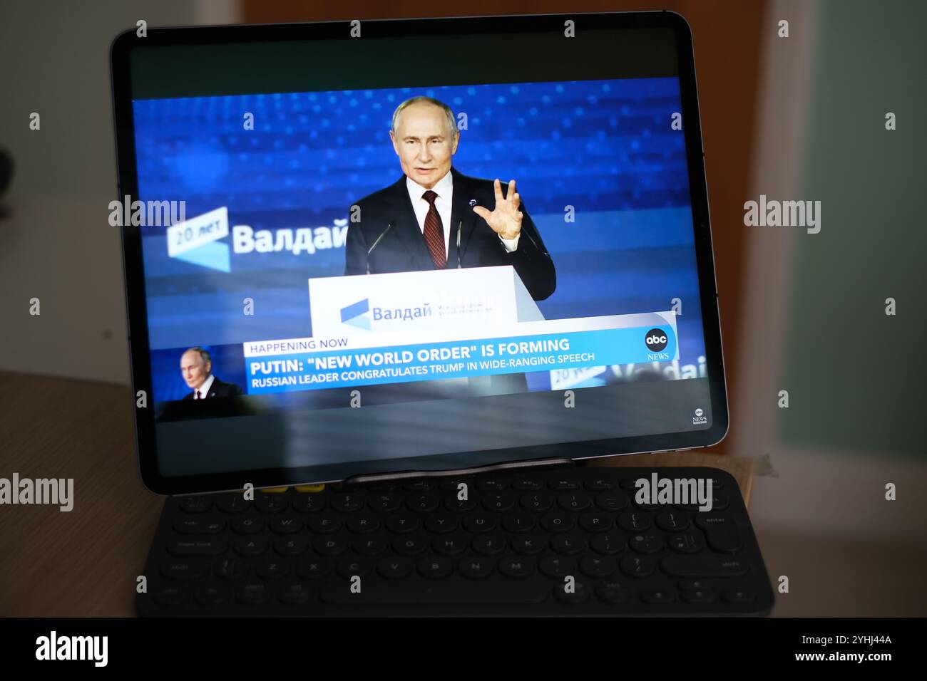 Moscow, Russia - 11 Nov 2024 - Vladimir Putin talks about the New World ...