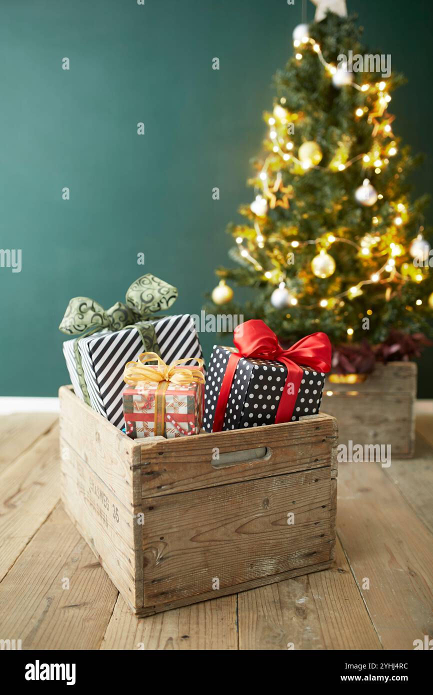 Christmas tree in a box hi-res stock photography and images - Alamy