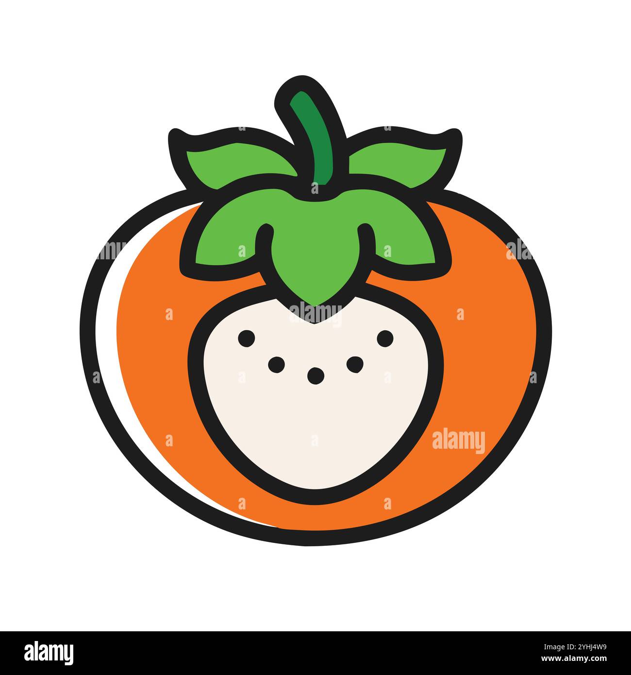 simple vector illustration of a persimmon, in a simple and clean style ...