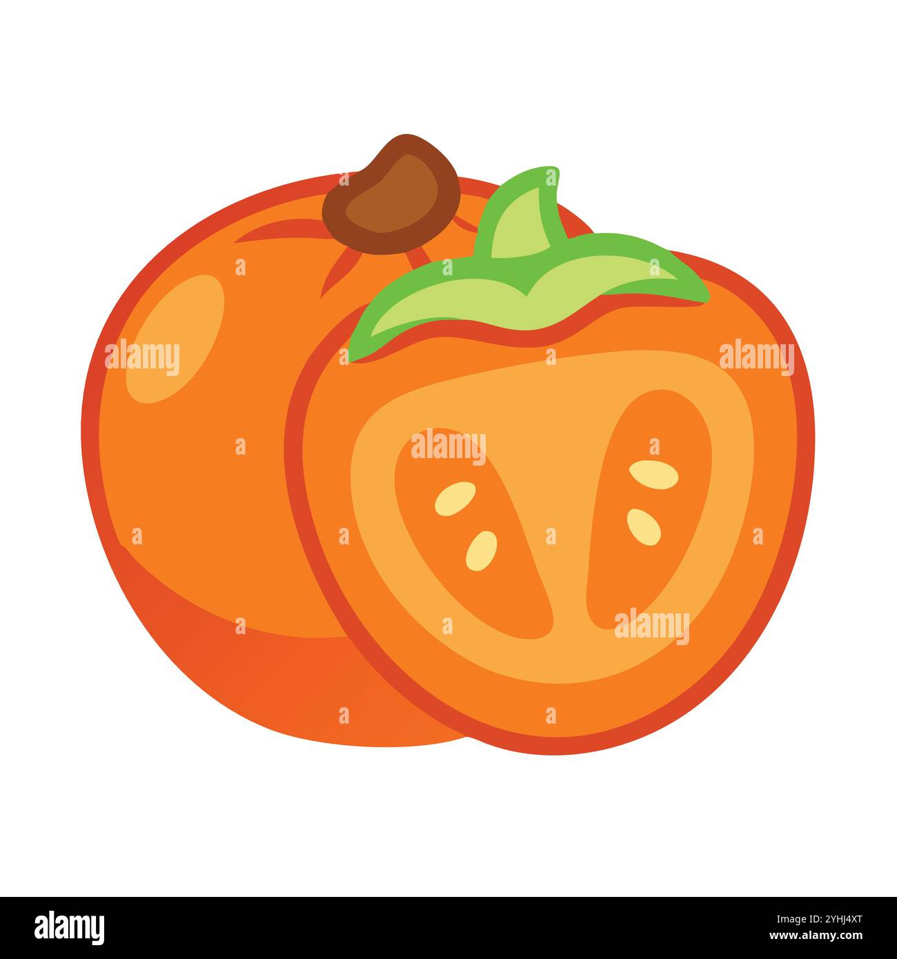 simple vector illustration of a persimmon, in a simple and clean style ...