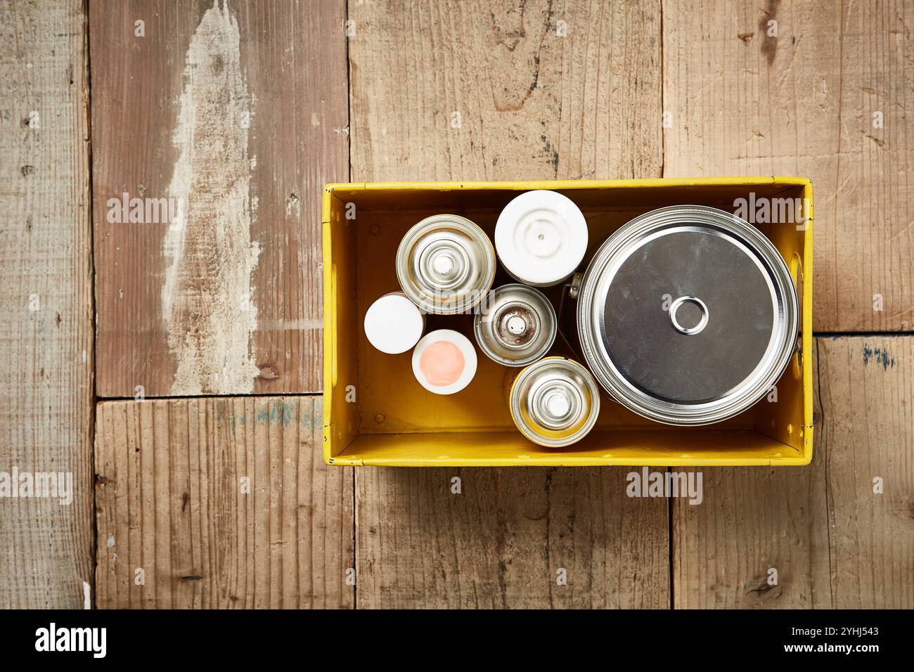 Yellow paint box hi-res stock photography and images - Alamy
