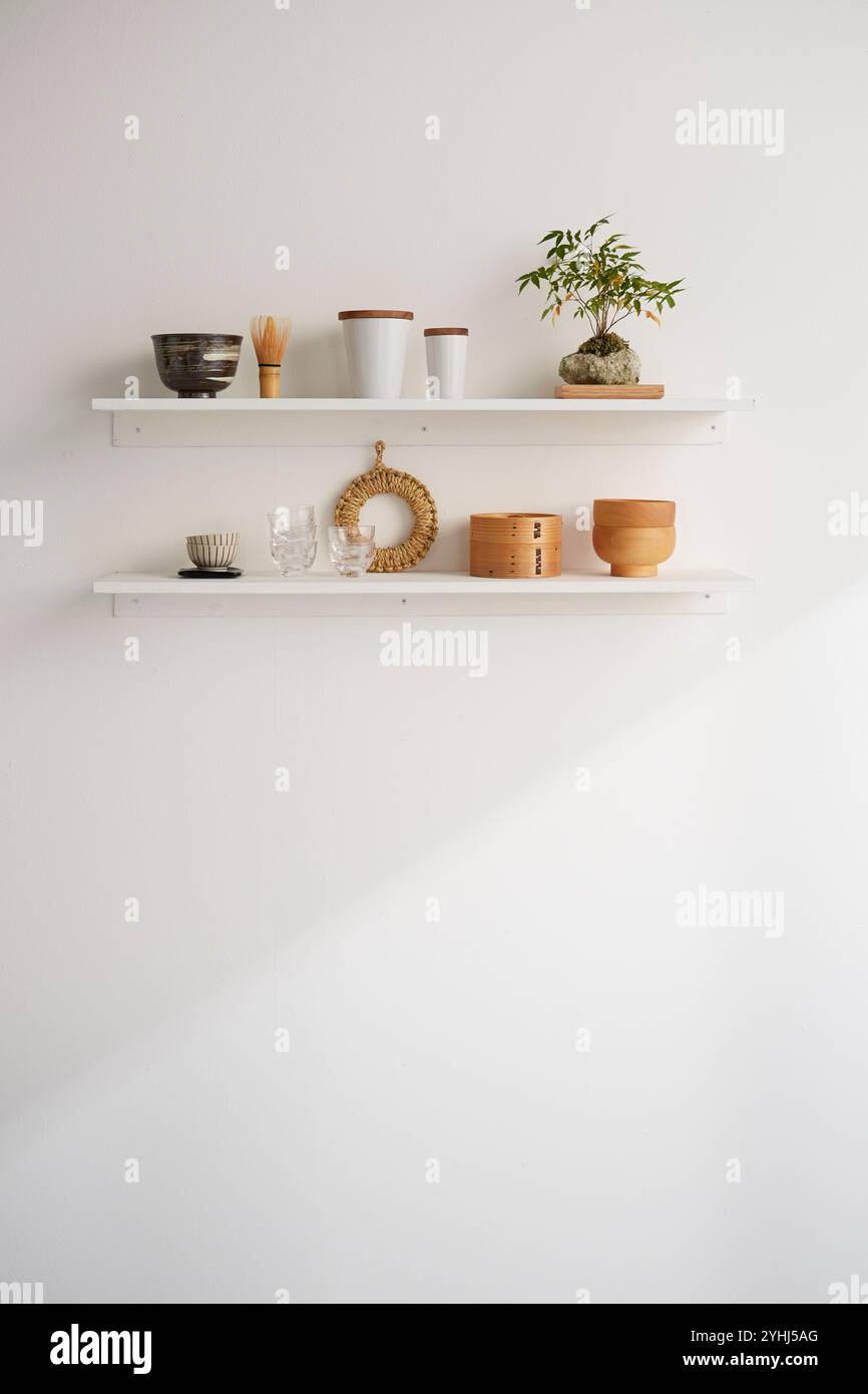 Kitchen utensils Shelves with kitchen utensils Stock Photo - Alamy