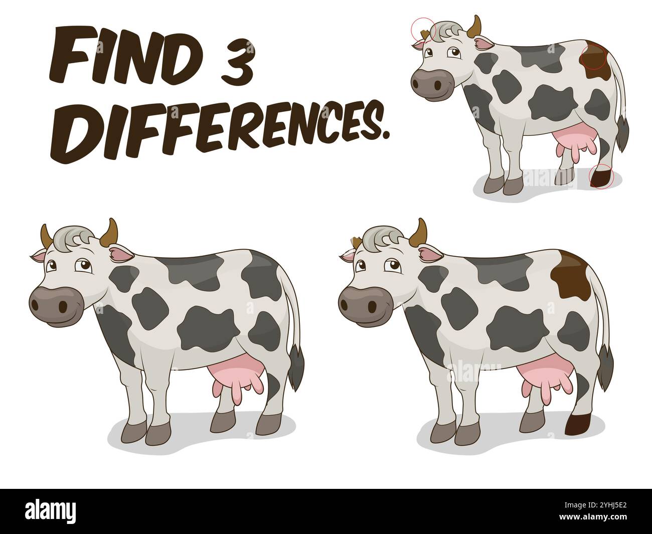 Find differences game cow vector illustration Stock Vector Image & Art ...