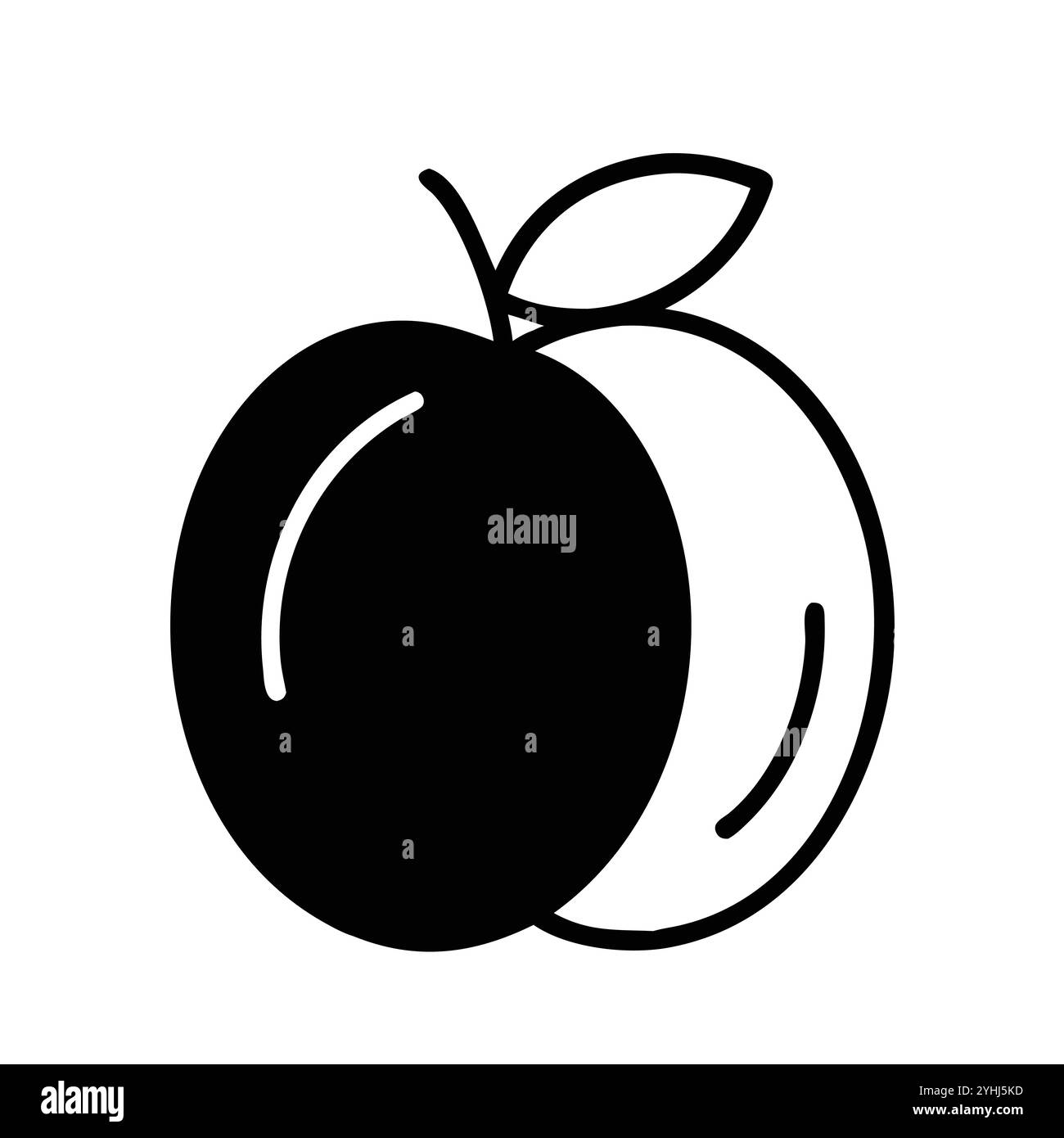 simple vector illustration of a plum, in a simple and clean style ...