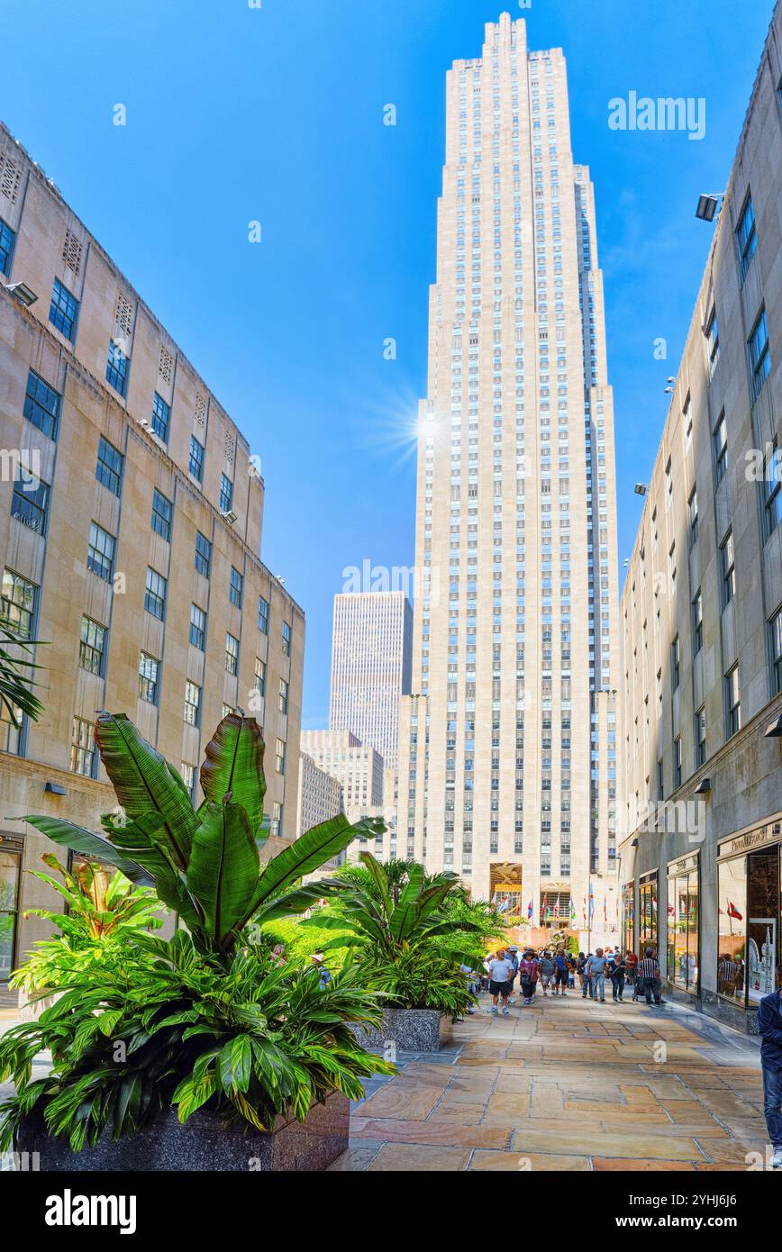 New York, USA- August 14, 2017: Rockefeller Center is a large complex ...