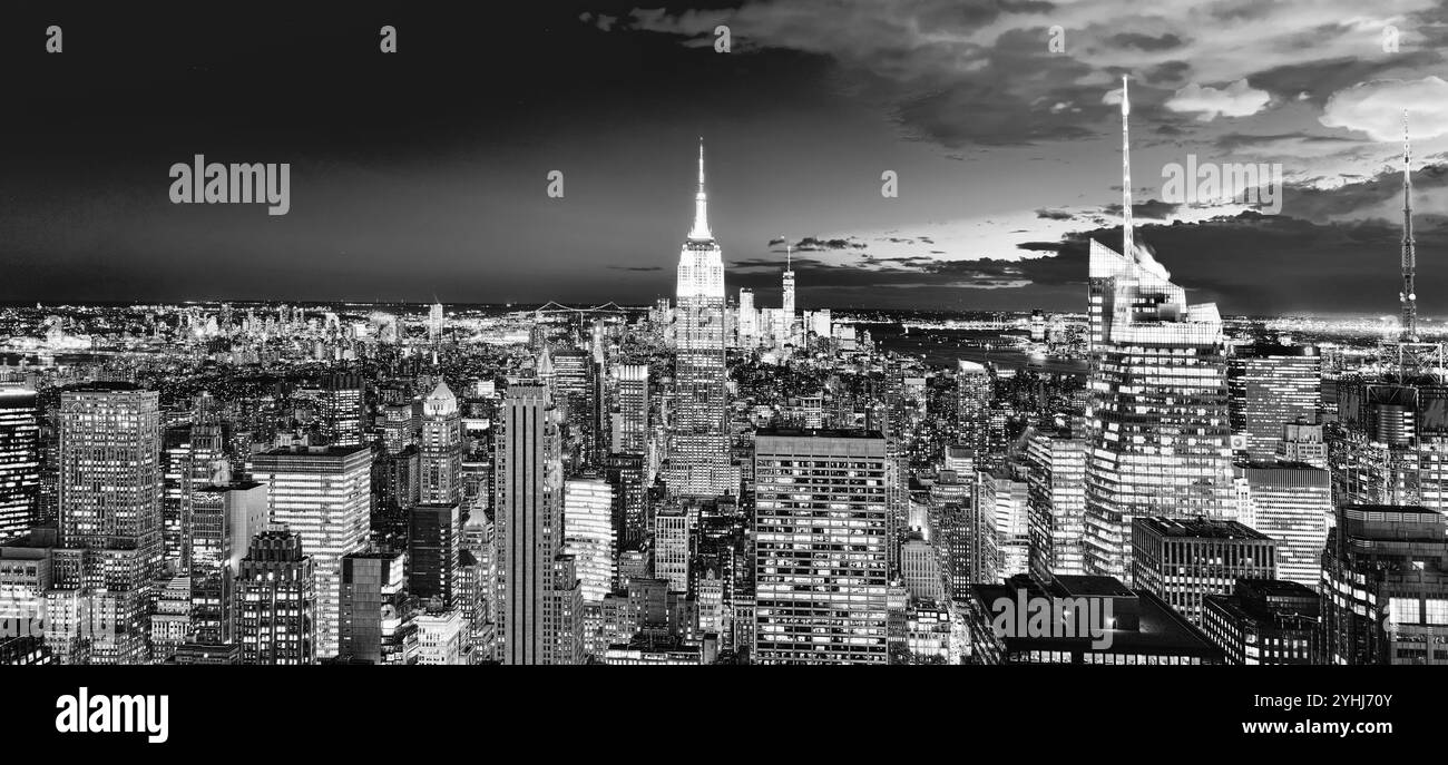 New York, USA- September 09: Night view of Manhattan from the ...