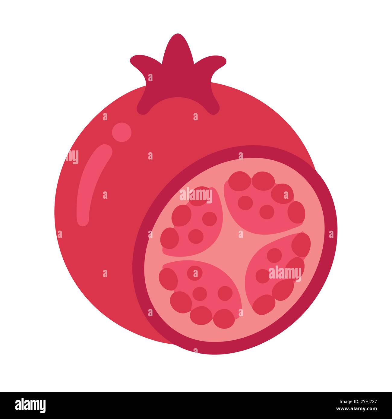 simple vector illustration of a pomegranate, in a simple and clean ...