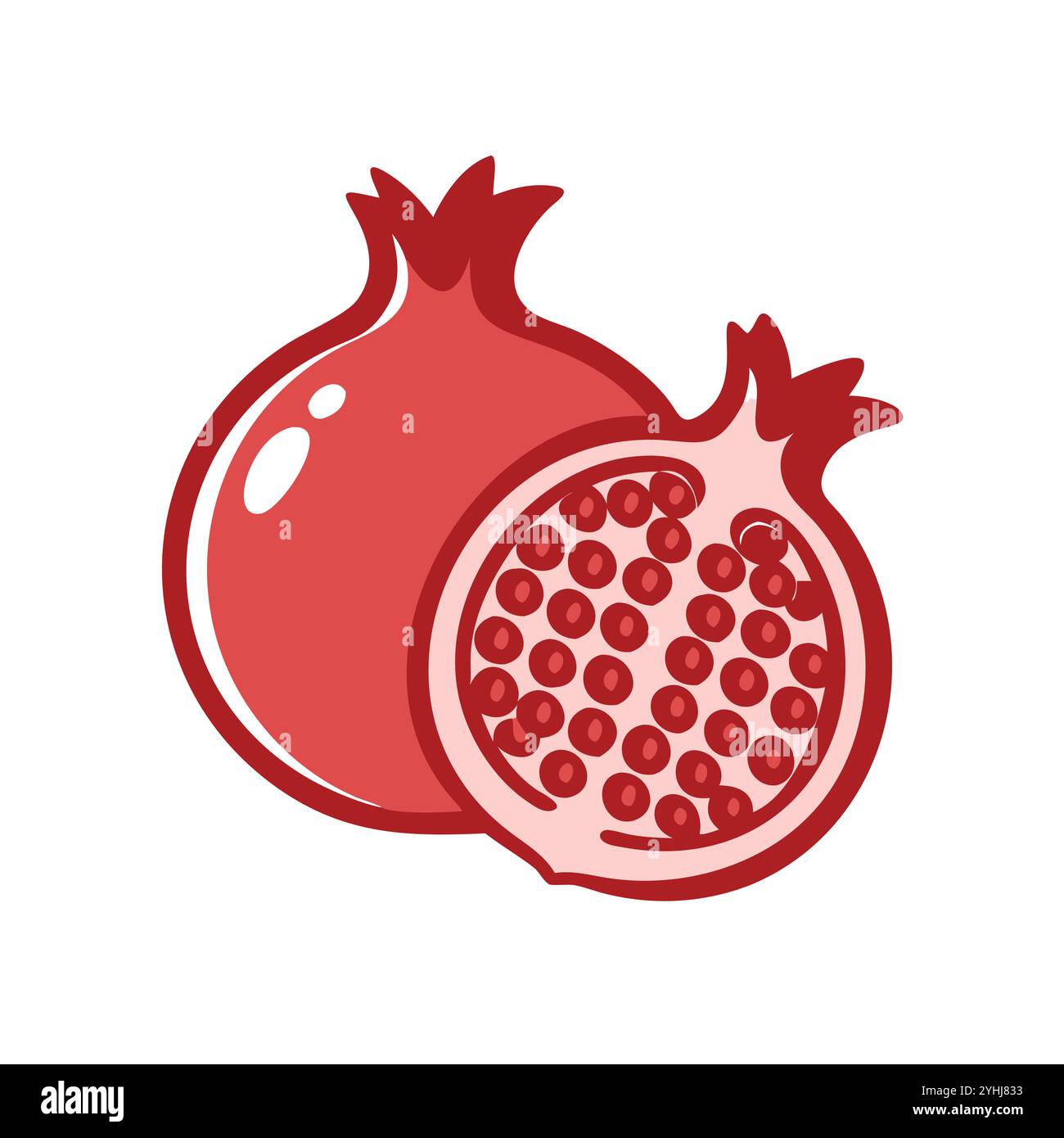 simple vector illustration of a pomegranate, in a simple and clean ...