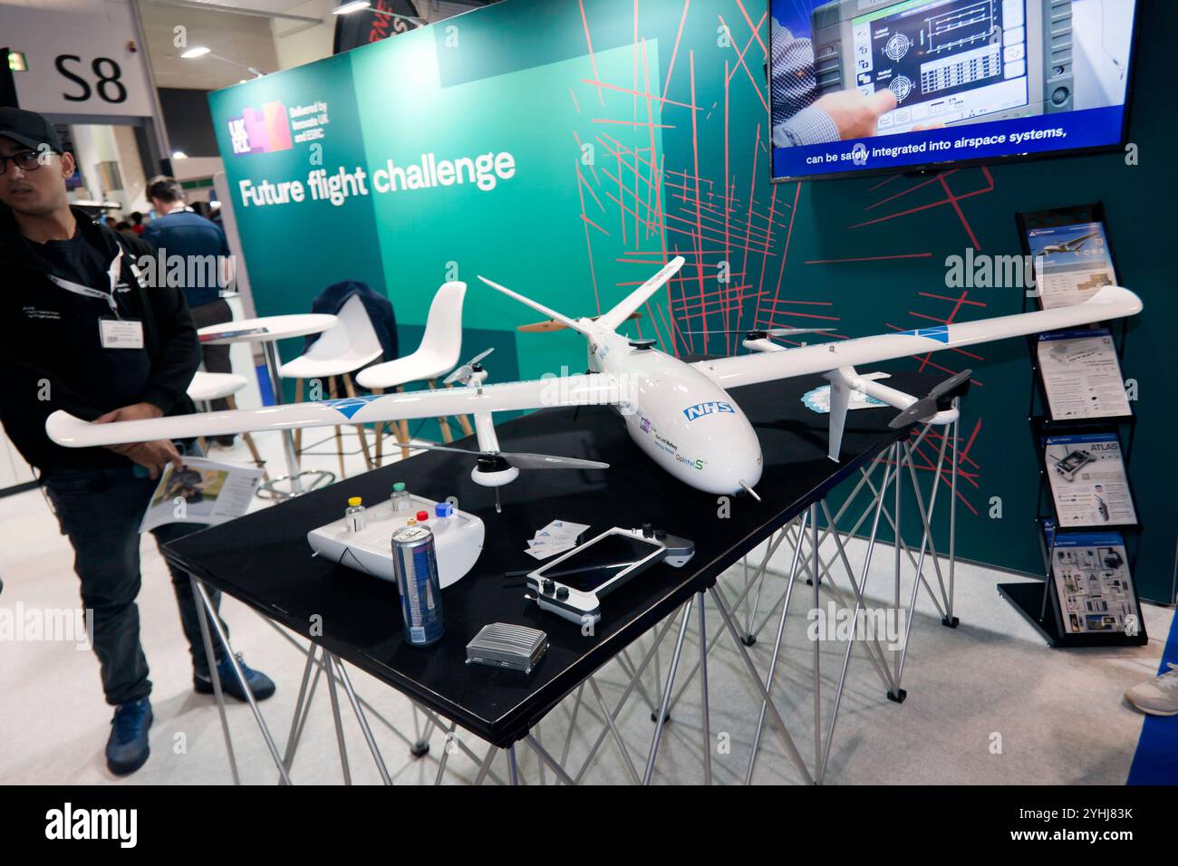 Future Flight Challenge Stand, showing a Sky-Drones SkyLane VTOL ...