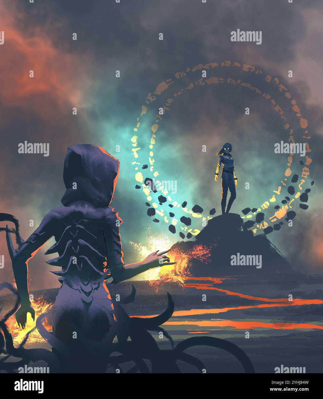 Fiery warrior woman illustration hi-res stock photography and images ...