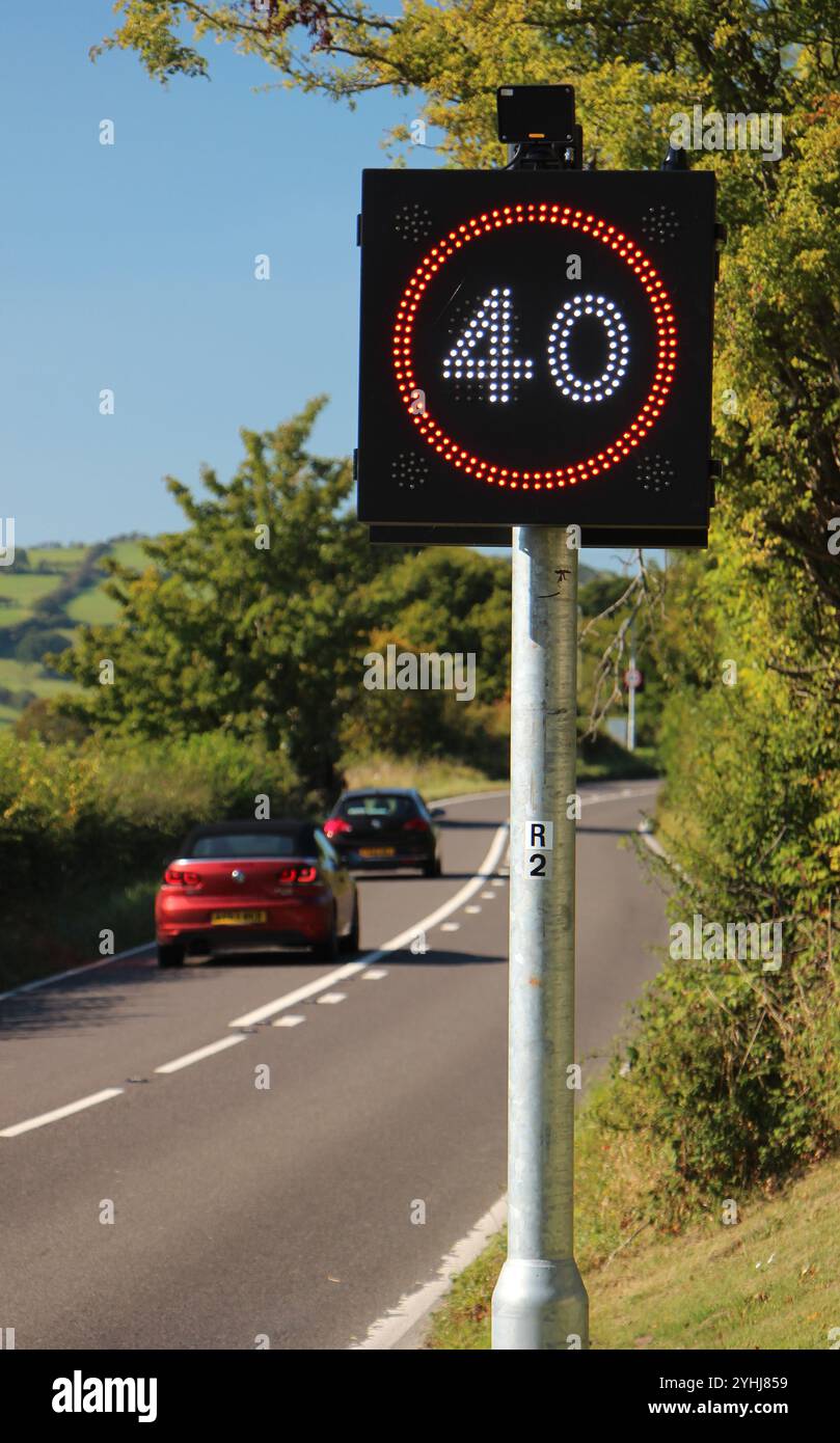Electronic UK Highways Speed Limit Sign Stock Photo - Alamy