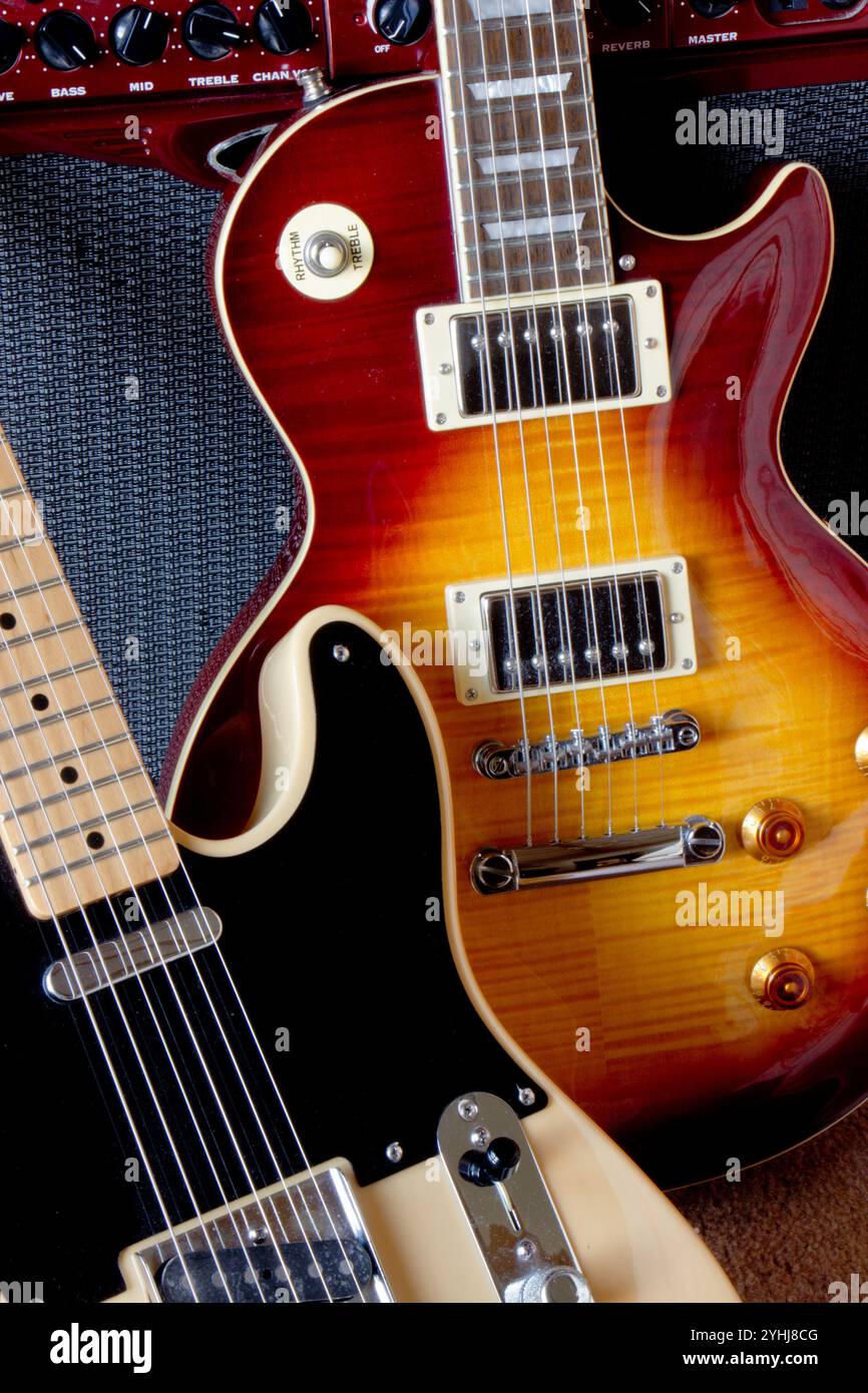 Epiphone Les Paul Fender and Fender Telecaster Electric Guitars with ...