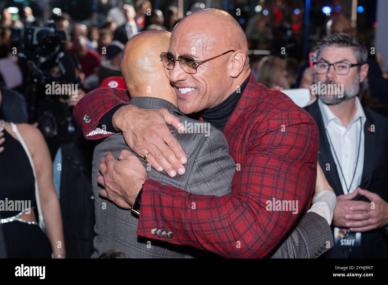 New York, NY, USA, 11 November 2024: Dwayne Johnson aka 'The Rock' hugs ...