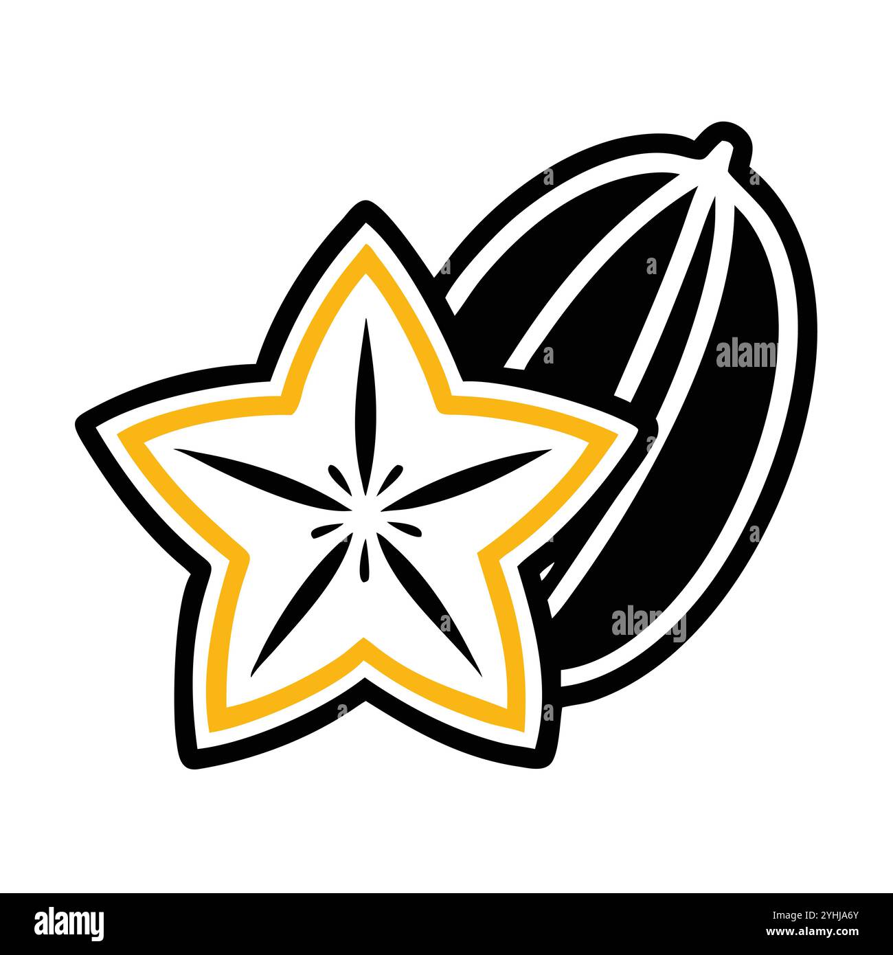 simple vector illustration of a starfruit carambola , in a simple and ...