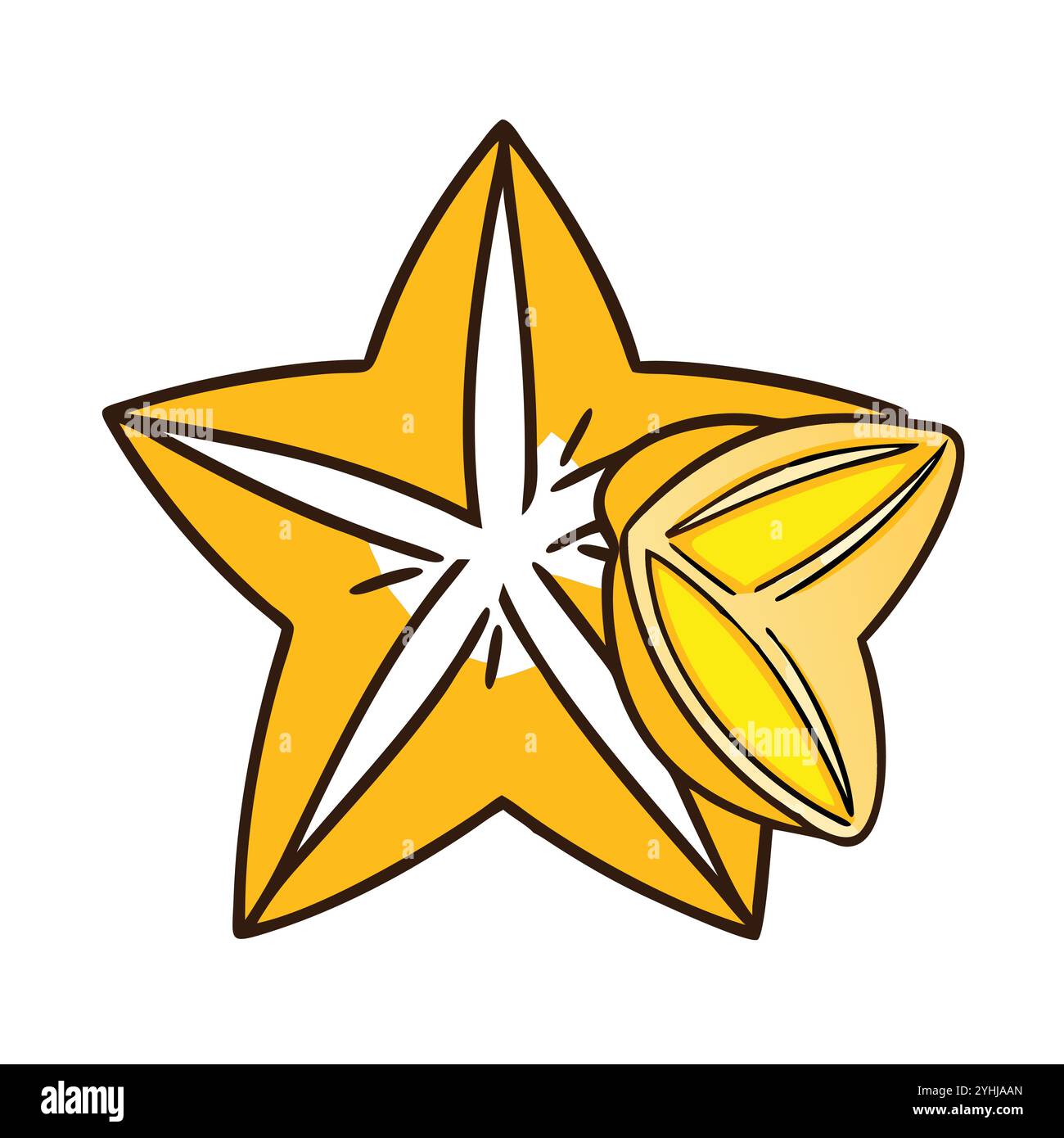 simple vector illustration of a starfruit carambola , in a simple and ...