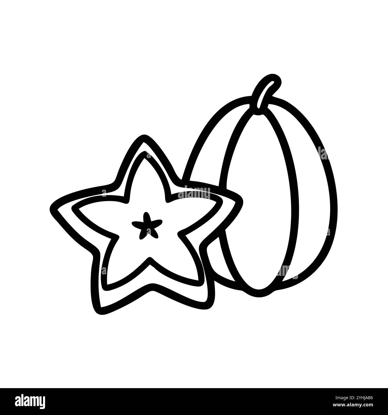 simple vector illustration of a starfruit carambola , in a simple and ...
