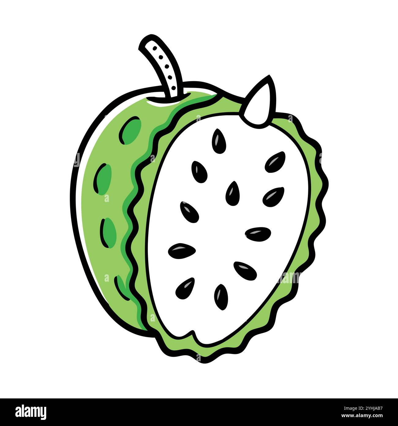 simple vector illustration of a soursop, in a simple and clean style, suitable for food and ...