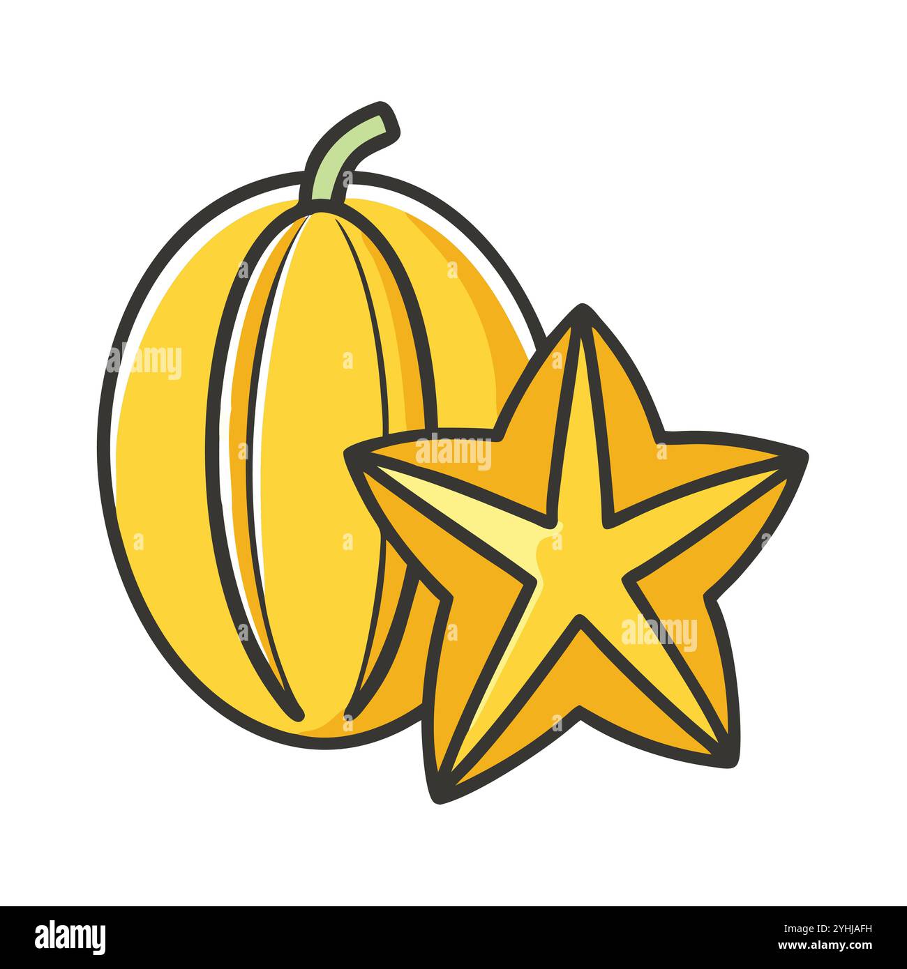 simple vector illustration of a starfruit carambola , in a simple and ...