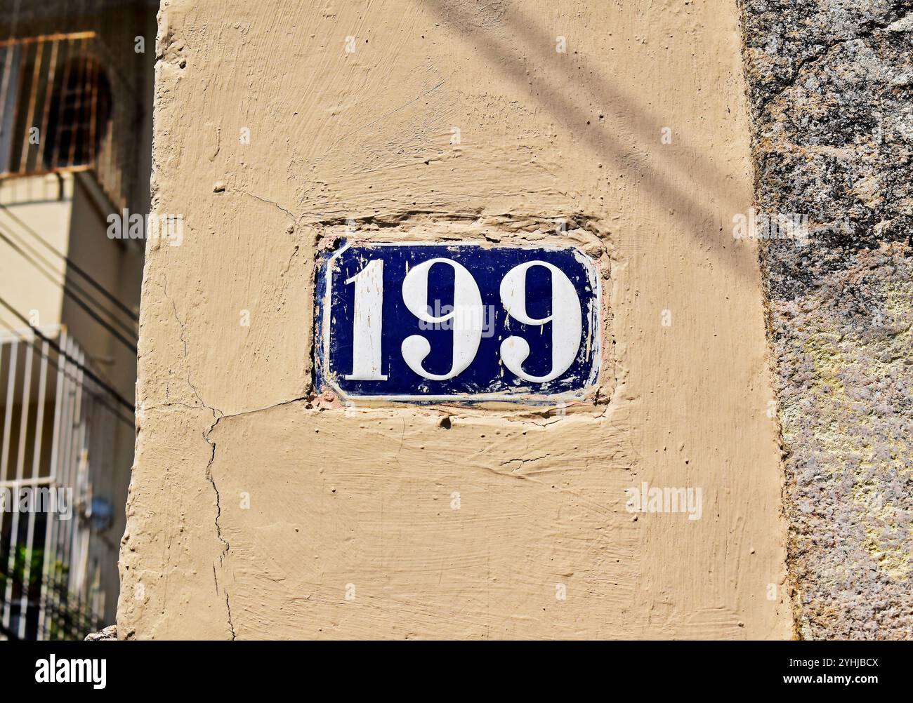 Street sign number 199 on wall in the Tijuca neighborhood, Rio de ...