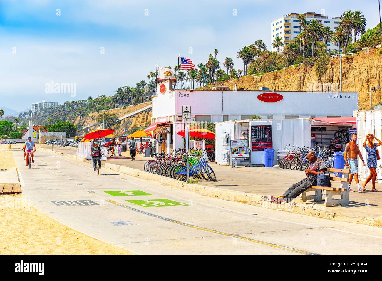 Santa Monica, California, USA - September 07, 2018: View of the beach ...