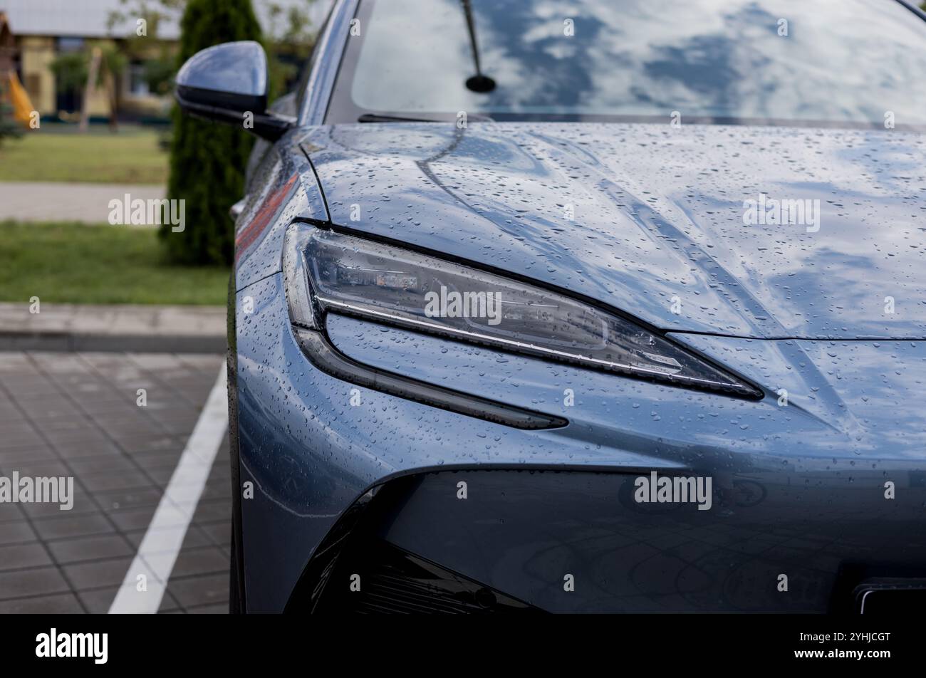 Minsk, Belarus, November 12, 2024 - headlight of an electric Chinese ...