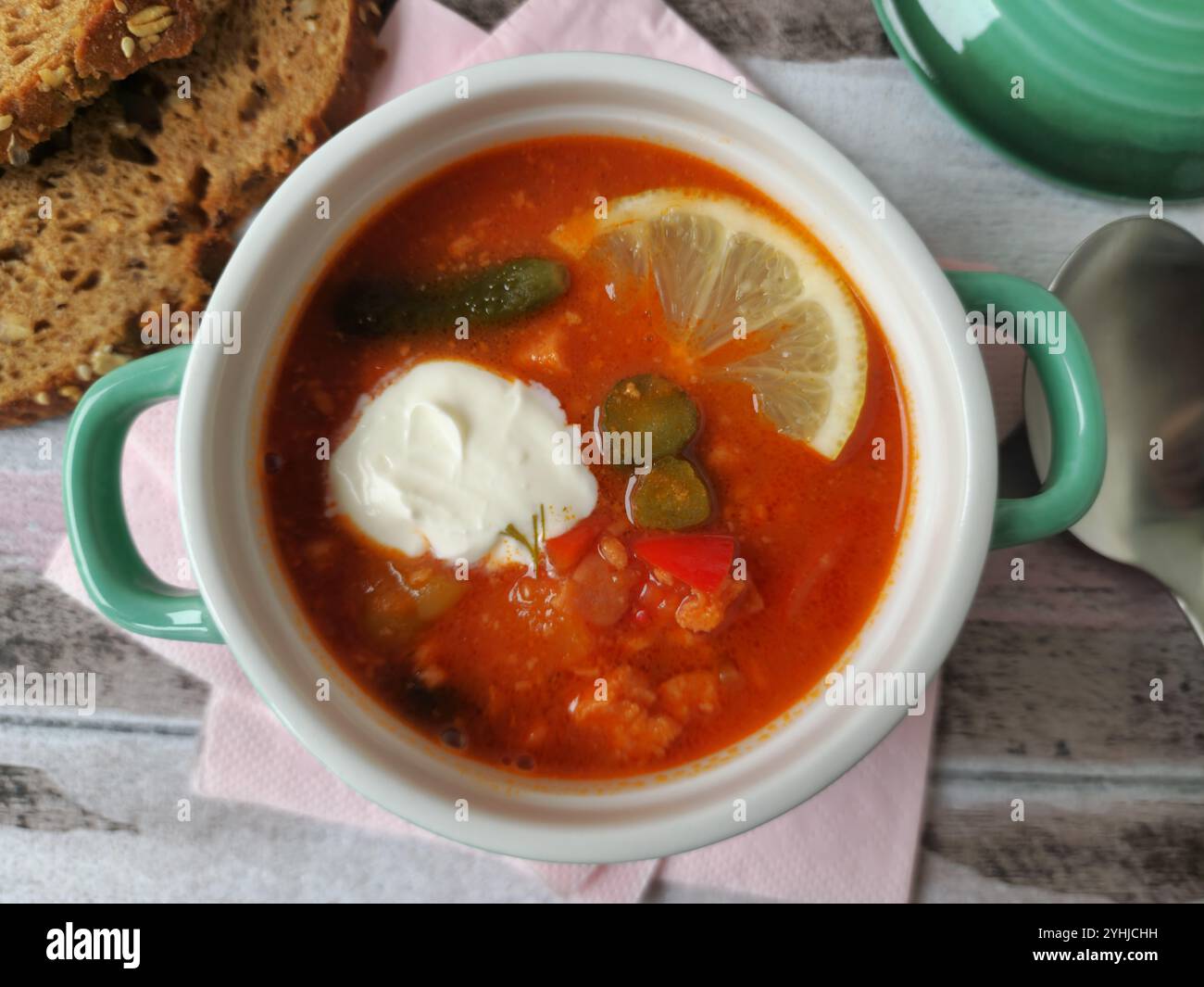 Traditional East German Soljanka Soup with Pickles, Leftover Sausage ...