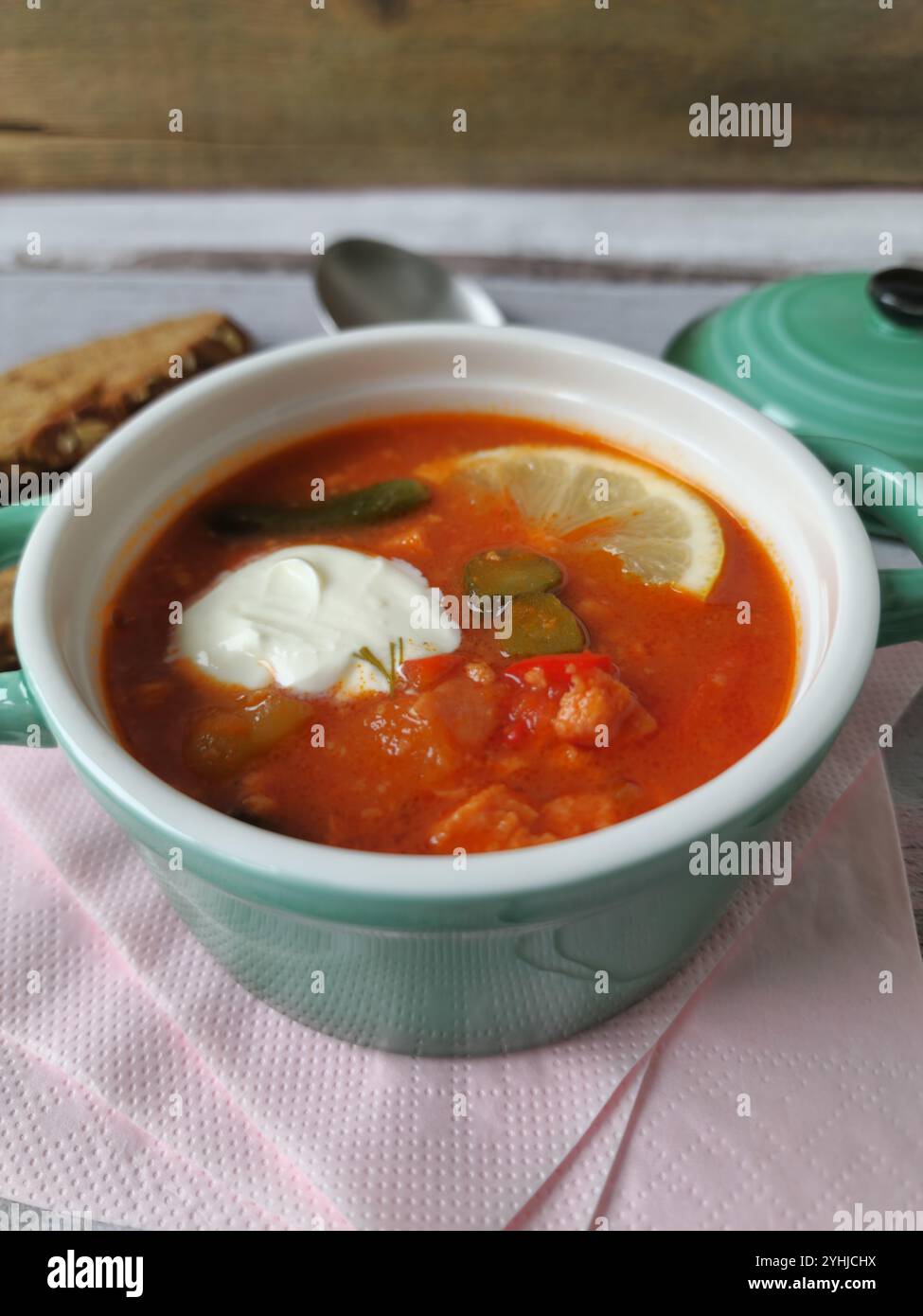 Traditional East German Soljanka Soup with Pickles, Leftover Sausage ...